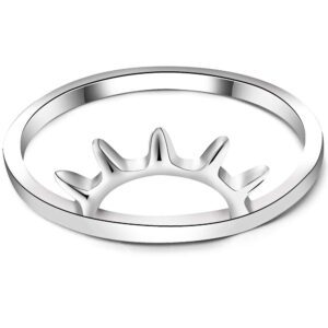 jude jewelers stainless steel rising sun style promise statement ring (silver, 8)