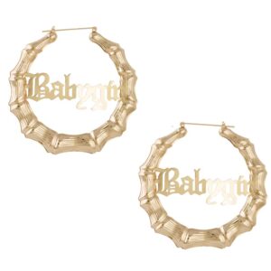 old english font word 9cm elegant large bamboo earrings hip-pop style fashion party accessory