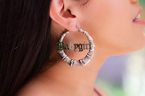 Old English Font Word 9cm elegant Large Bamboo Earrings Hip-Pop Style Fashion Party Accessory