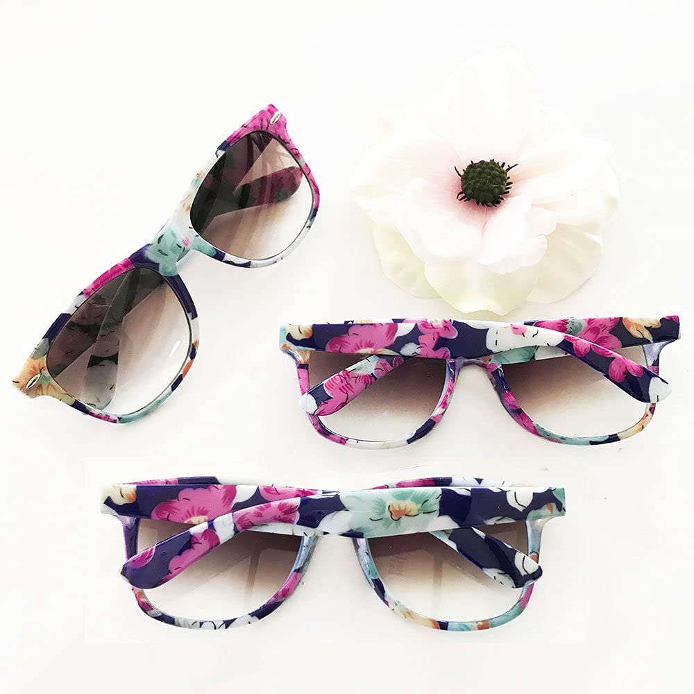 ModParty Set of 10 Bachelorette Wedding Bridal Shower Sunglasses Fashion Floral Design Flower Unique Women Spring Eyewear Party Prop Favors Goodybag Fillers Novelty Sunglasses Set