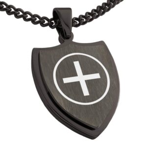 tioneer gunmetal stainless steel celtic ailm conifers shield pendant necklace