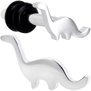 body candy 14g unisex 2pc ear plugs 316l steel brontosaurus dinosaur single flare ear plug gauges set of 2