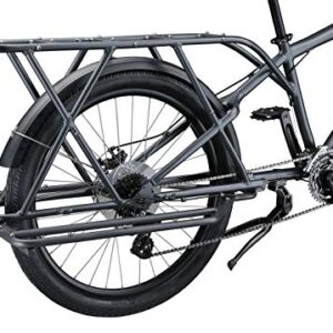 Mongoose Envoy Cargo Bike with 26-Inch Wheels in Grey, Small/Medium Frame, with 8-Speeds, Shimano Drivetrain, Aluminum Cargo Frame, Internal Cable Routing, Mechanical Disc Brakes, and Center Kickstand