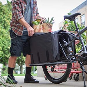 Mongoose Envoy Cargo Bike with 26-Inch Wheels in Grey, Small/Medium Frame, with 8-Speeds, Shimano Drivetrain, Aluminum Cargo Frame, Internal Cable Routing, Mechanical Disc Brakes, and Center Kickstand