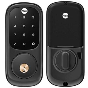 yale assure lock with z-wave, black suede smart touchscreen deadbolt works with ring alarm, samsung smartthings, wink (hub required, sold separately), yrd226-zw2-bsp