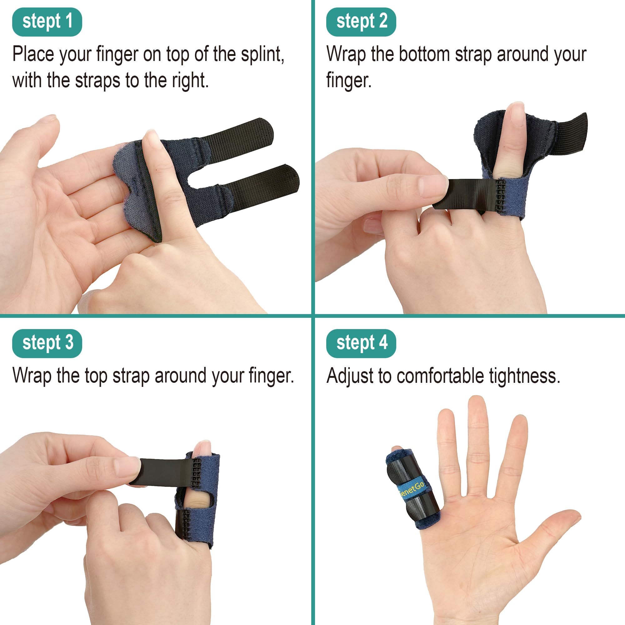 GenetGo Small Trigger Finger Splint - 2 Pack Pinkie Finger Brace for Broken Finger, Finger Knuckle Immobilization for Arthritis Pain, Sport Injuries