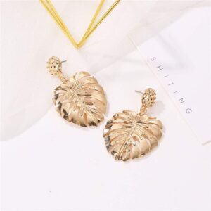 Shegirl Palm Leaf Earrings Hollow Leaves Dangle Earrings Gold Studs Earrings Fashion Jewelry for Women Gift