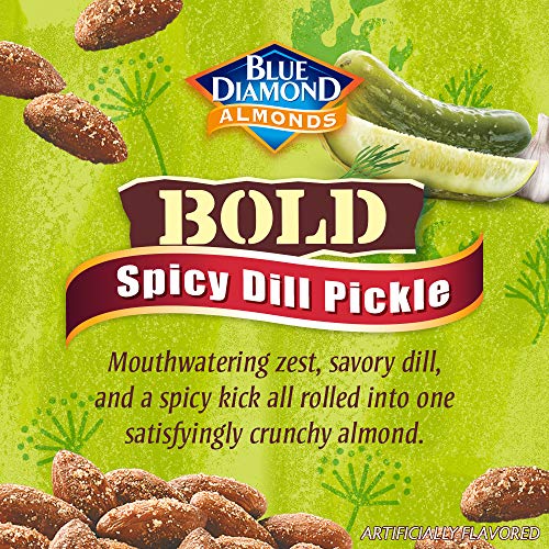 Blue Diamond Almonds Spicy Dill Pickle Flavored Snack Nuts, 6 Oz Resealable Can (Pack of 1)