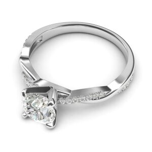 10k White Gold 4-Prong Petite Twisted Vine Simulated 1.0 CT Diamond Engagement Ring Promise Bridal Ring (7.5)