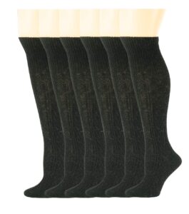 sumona 6 pairs women wool cable knit knee high/thigh high/crew winter boot socks 9-11 (6 pairs black knee high, 9-11)