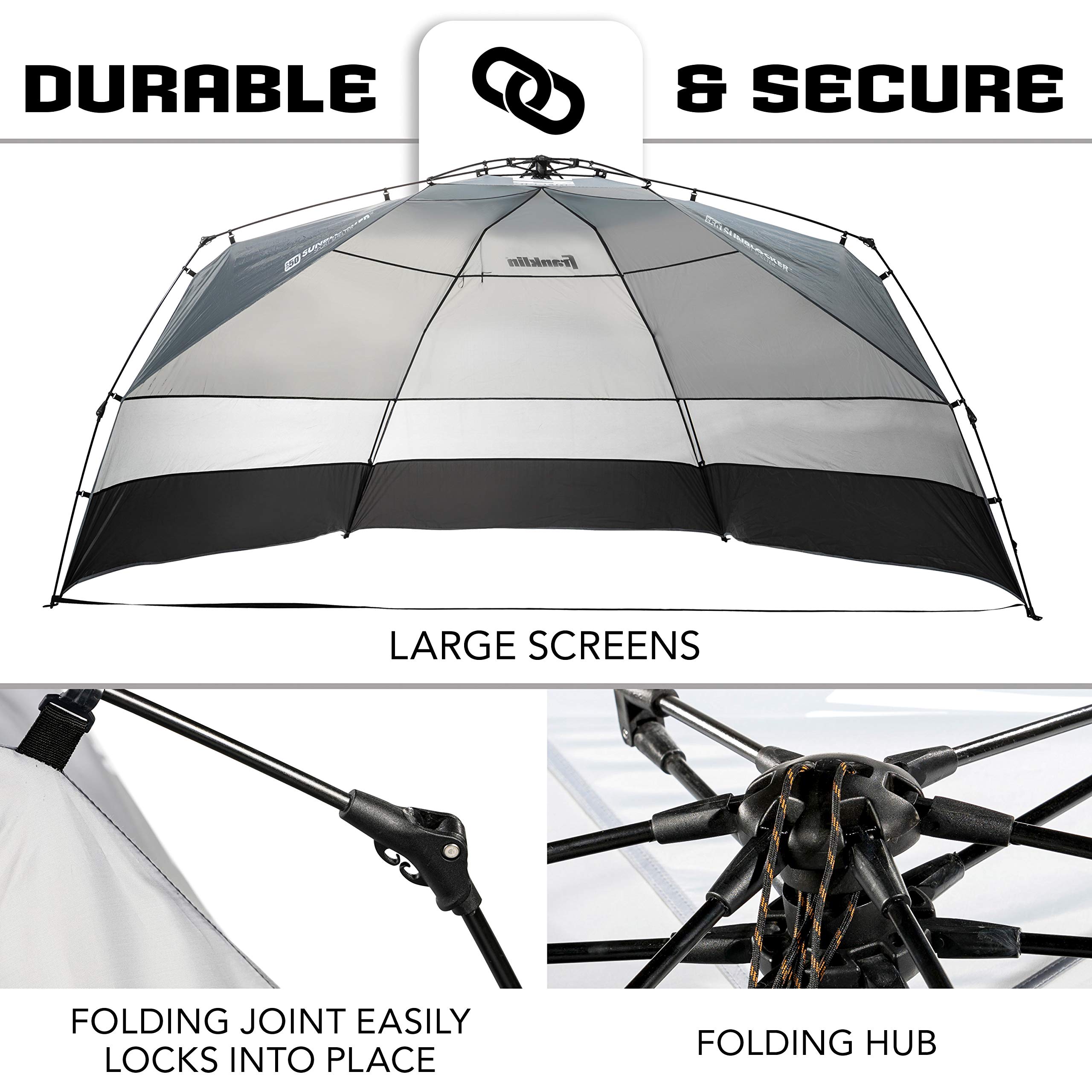 Franklin Sports Sideline Team Sunblocker Shelter - Easy Set Up - Portable and UPF 50+ Protected - Great for Beach and Sports Games - Soccer - Lacrosse - Baseball - Football - Field Hockey