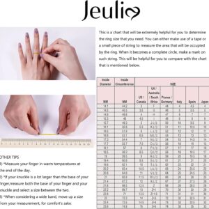 Jeulia 4 Carat Leaf Rings for Women 925 Sterling Silver 18 K Rose Gold Plated Round Cut Engagement Ring Set White Diamond Halo Cubic Zirconia Wedding band CZ Solitaire Anniversary Promise Rings (7)