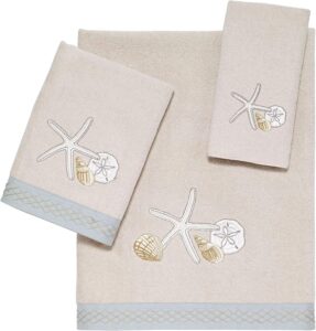 avanti linens - 3pc towel set, soft & absorbent cotton towels, beach inspired bathroom accessories (seaglass collection)