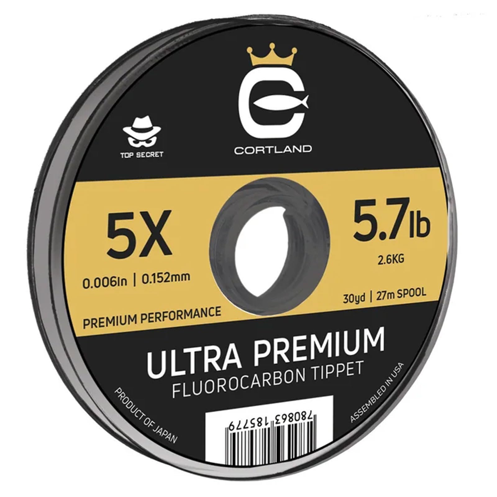 CORTLAND Ultra Premium Fluorocarbon Durable Flexible Abrasion-Resistant Trout Tippet with Plasma Finish for Freshwater | Nymphing/Dry Fly Fishing/Streamer Fishing, 30 YDS, 01X- 17.3 LB