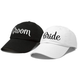 dalix bride groom dad hats baseball caps newlywed wedding party gift white-black