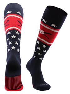 tck patriotic usa baseball socks with baseball bats (navy/red/white, small)