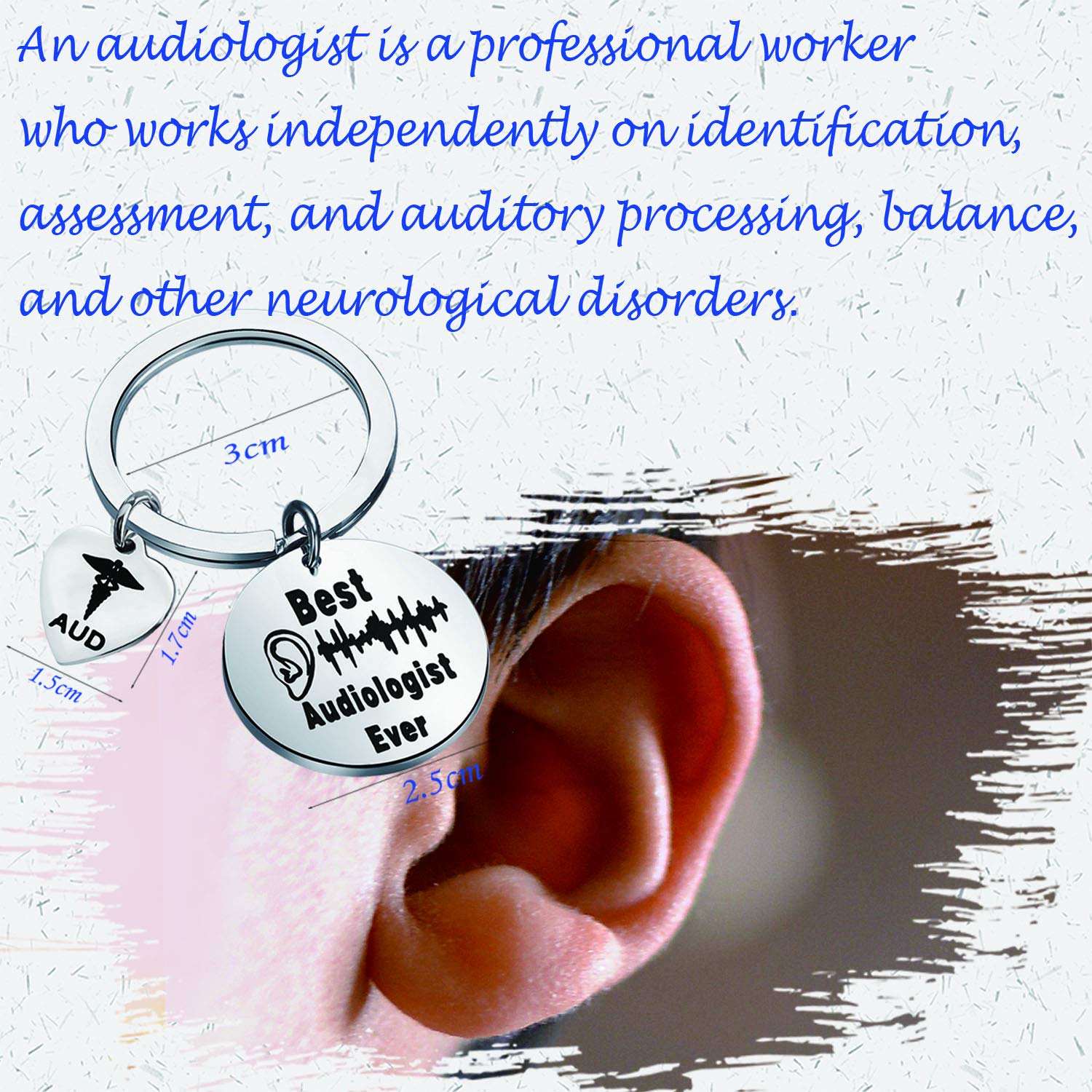 bobauna Audiology Audiologist Keychain Best Audiologist Ever Medical Gift (Best Audiologist Ever Keychain)