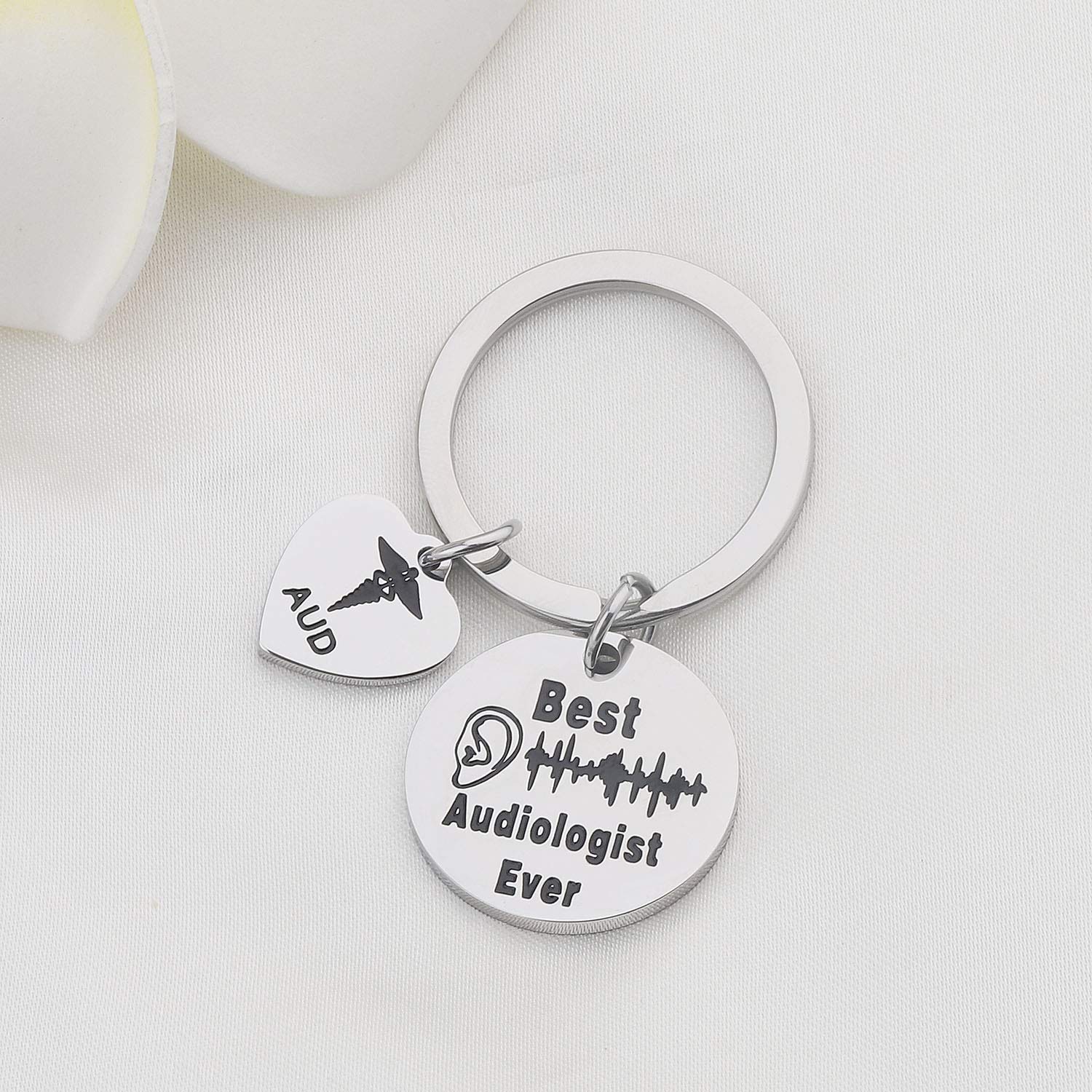 bobauna Audiology Audiologist Keychain Best Audiologist Ever Medical Gift (Best Audiologist Ever Keychain)