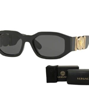 Versace VE4361 MEDUSA Rectangular GB1/87 53M Black/Grey Sunglasses For Men For women+ BUNDLE With Designer iWear Eyewear Kit