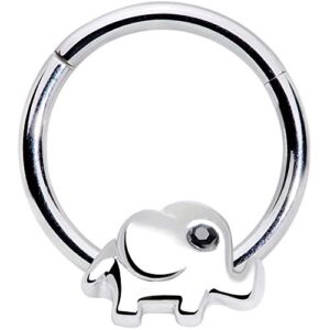 body candy 16g 316l steel hinged segment ring seamless cartilage nipple ring elephant nose hoop 3/8"