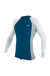 o'neill men's premium skins upf 50+ long sleeve rash guard, ultra blue/cool grey/white, l