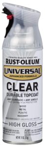 rust-oleum 302110 universal all surface clear topcoat spray, 11 oz, high gloss clear