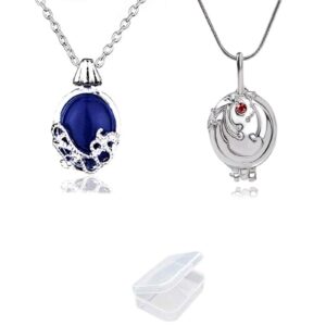 uoyu tfyu 2 pcs the vampire d.rs elena gilbert opening vervain locket pendant necklace and daywalking katherine necklace pendant charm necklace-royal blue with transparent box