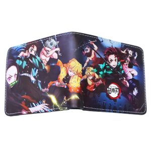 Anime Demon Wallet Tanjiro Nezuko Zenitsu Inosuke Short Bifold Leather Moneybag Photo Card Holder Cosplay Accessory Halloween