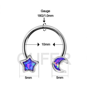 OUFER 18G 316L Stainless Steel Daith Earrings Purple Moon Star Shape Horseshoe Circular Barbell Cartilage Hoop Septum Piercing …