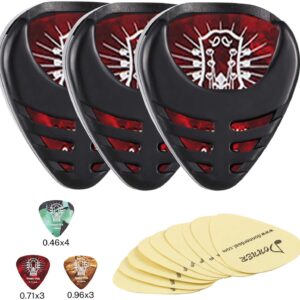 Donner Guitar Picks Holder, with Picks Case 3 Pack, 10pcs Guitar Picks Contains Thin, Medium, Heavy Picks, 9pcs 3M Stickers, Suitable for Acoustic Guitar Electric Guitar Bass Ukulele Banjo