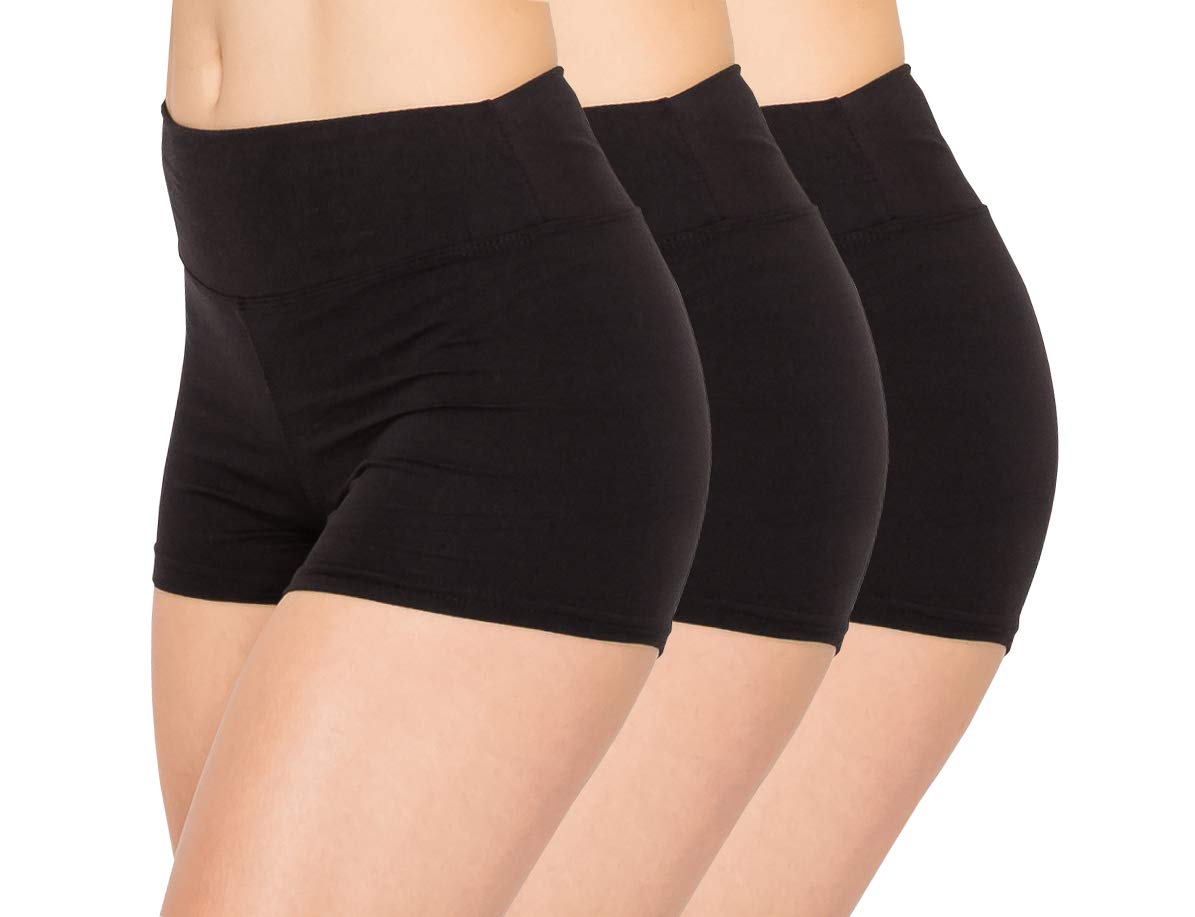 ALWAYS Women Boyshort Underwear Panties - Soft Stretch Boxer Brief Yoga Shorts 3 Pack Black Medium