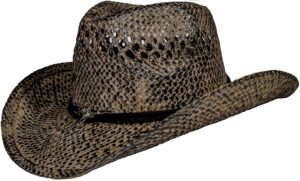 western outback cowboy hat men's women's style straw felt canvas (034 brown bull head)