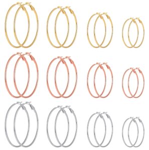 12 pairs stainless steel hoop earrings hypoallergenic gold hoops earrings set for women