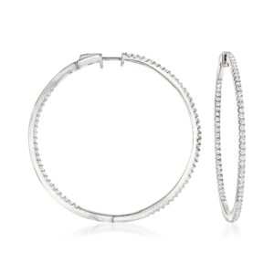 ross-simons 2.00 ct. t.w. diamond inside-outside hoop earrings