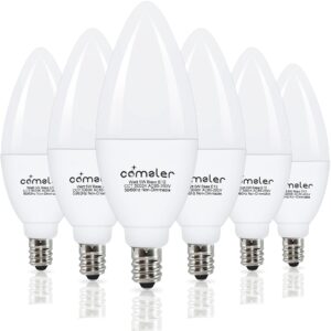 comzler e12 ceiling fan light bulbs, led candelabra bulbs, 5 watt (60 watt equivalent), daylight 5000k led chandelier light bulbs, candle bulb small base for chandelier, non-dimmable (6 pack)