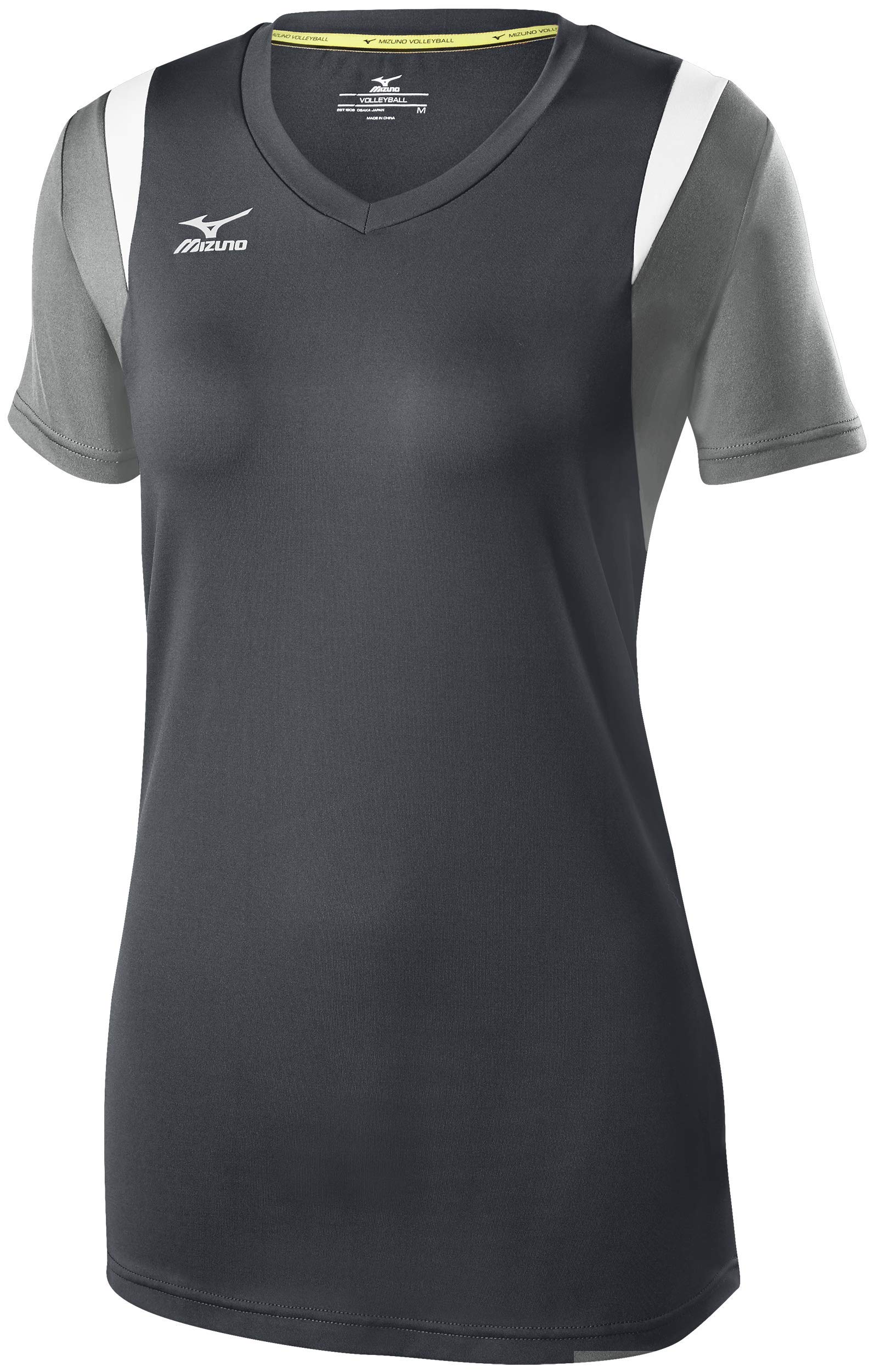 Mizuno Balboa 5.0 Short Sleeve Volleyball Jersey, Large, Charcoal/Silver