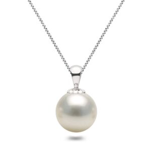 japanese akoya cultured pearl pendant necklace aaaa graded 9mm white necklace pendant with sterling silver setting and matching 16 inch chain - orien jewelry