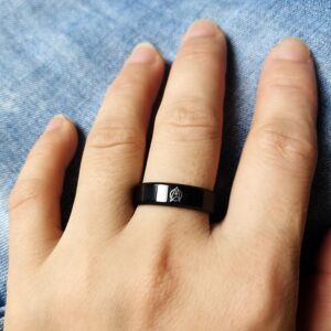 XAHH 6MM Star Trek Ring for Women Men Classic Simple Plain Ring Anniversary Proimse Wedding Ring Black Stainless Steel Band Size 8