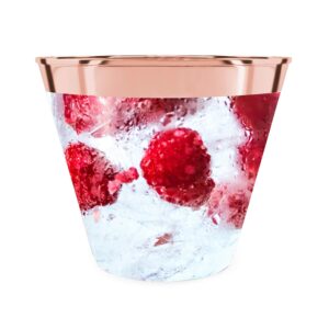 KARRAHOME 50 Rose Gold Cups 9 Oz Rose Gold Plastic Cups Fancy Disposable Wedding Cups Elegant Party Cups with Rose Gold Rim Flexible Party Wedding Rose Gold Plastic Tumblers