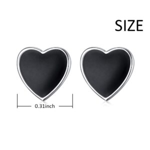 YinShan 925 Sterling Silver Jewelry Black Heart Ear Studs Earrings for Women Gift (heart)