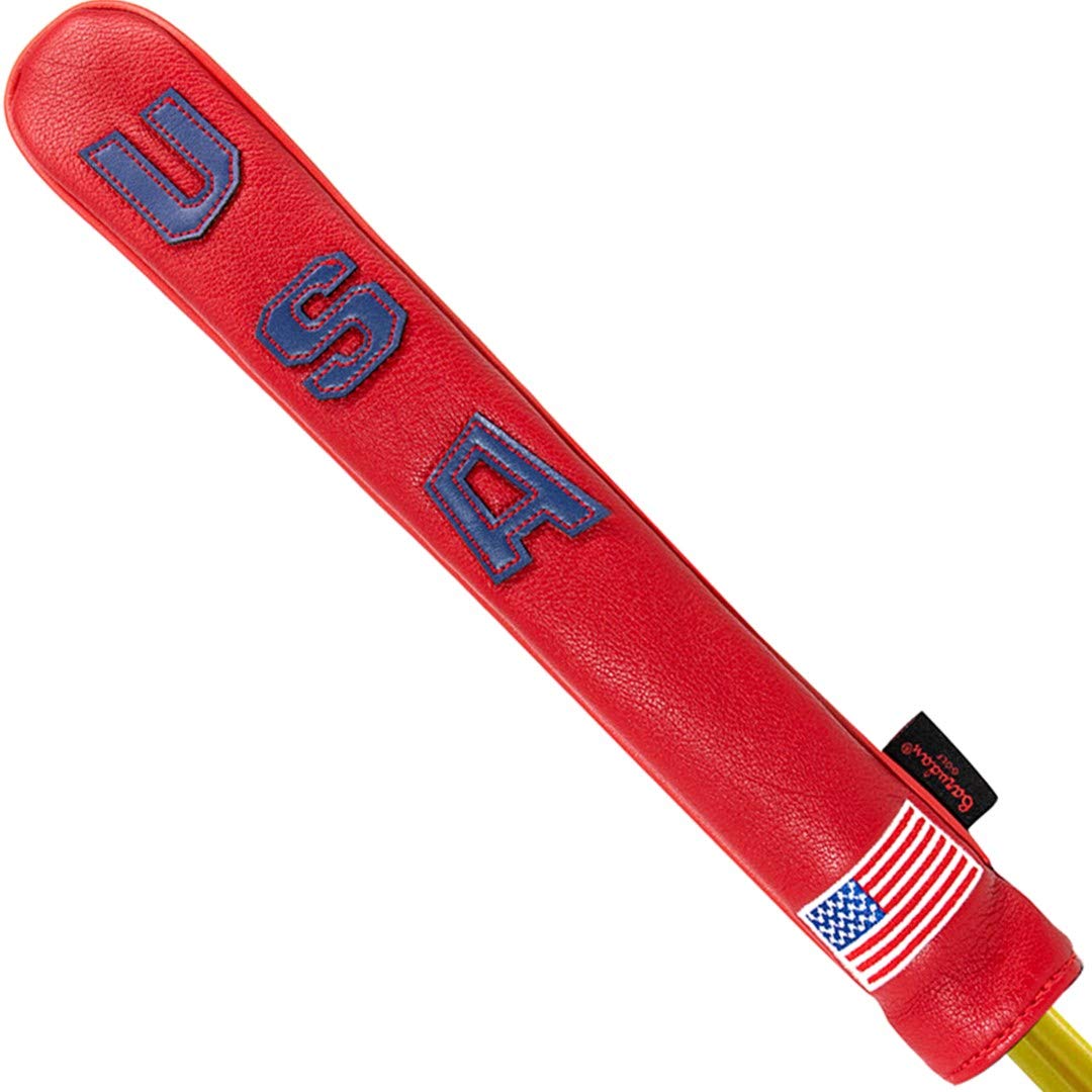 barudan golf Patriotic Well Made Red Blue White Leather Alignment Stick Cover Covers Holder 13' Hold at Least 2 Sticks American Flag Sticks Headcover for Callaway Sticks Red