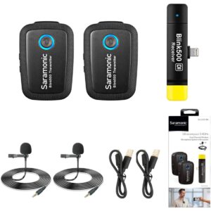 saramonic blink 500 b4 tx+tx+rx 2.4ghz micro-wireless dual lavalier system w/lightning dual-receiver for ios devices, black