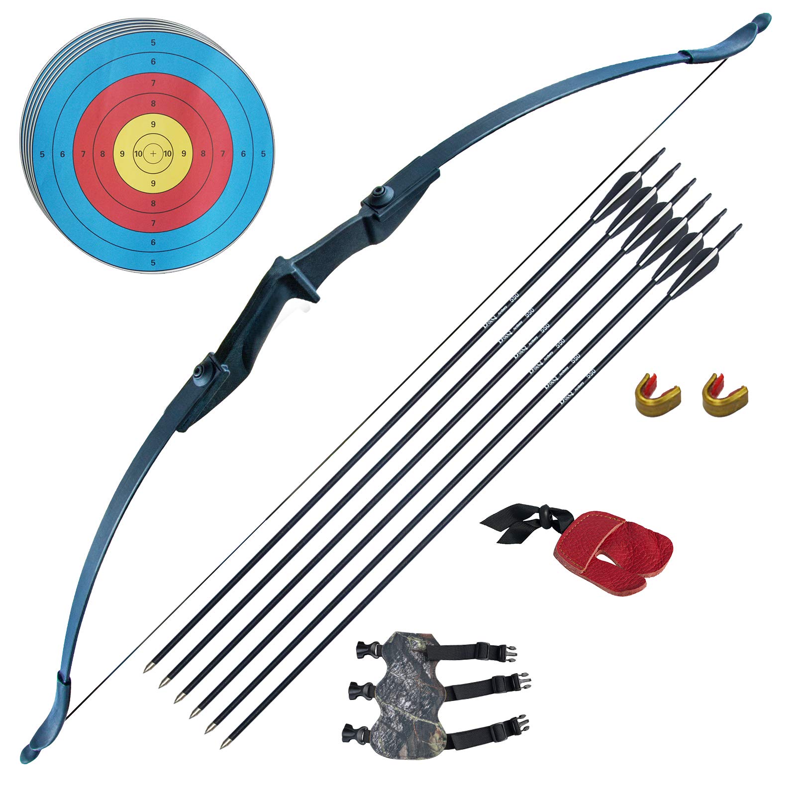 Tongtu Recurve Bow Right and Left Handed,Takedown Bow and Arrows for Adult & Youth Beginner 30lb 40lb Traditional Archery Bows Set with 6pcs Arrows