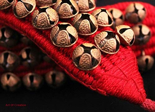 Art Of Creation Kathak Ghungroo Anklet Bells 3 Line 60 Big Bells Musical Dancing Instrument Classical Bharatnatayam Kuchchipudi Ghungru (Red Paded)