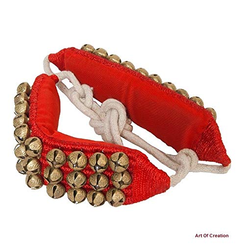 Art Of Creation Kathak Ghungroo Anklet Bells 3 Line 60 Big Bells Musical Dancing Instrument Classical Bharatnatayam Kuchchipudi Ghungru (Red Paded)