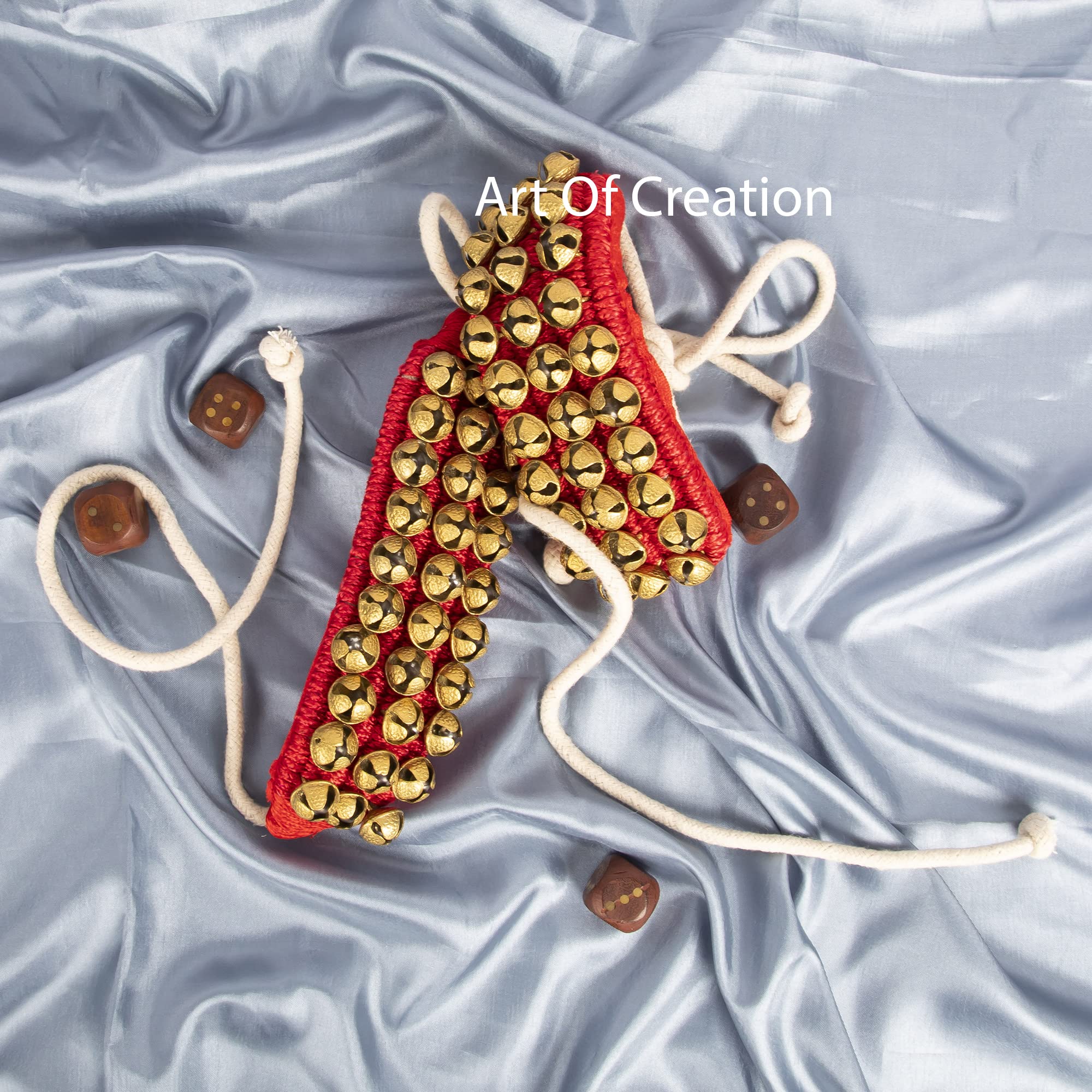 Art Of Creation Kathak Ghungroo Anklet Bells 3 Line 60 Big Bells Musical Dancing Instrument Classical Bharatnatayam Kuchchipudi Ghungru (Red Paded)