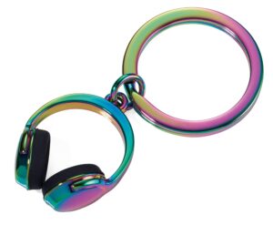 troika headphone – kr17-07/mc – keyring – rainbow colour design – cast metal, silicone – iridescent original