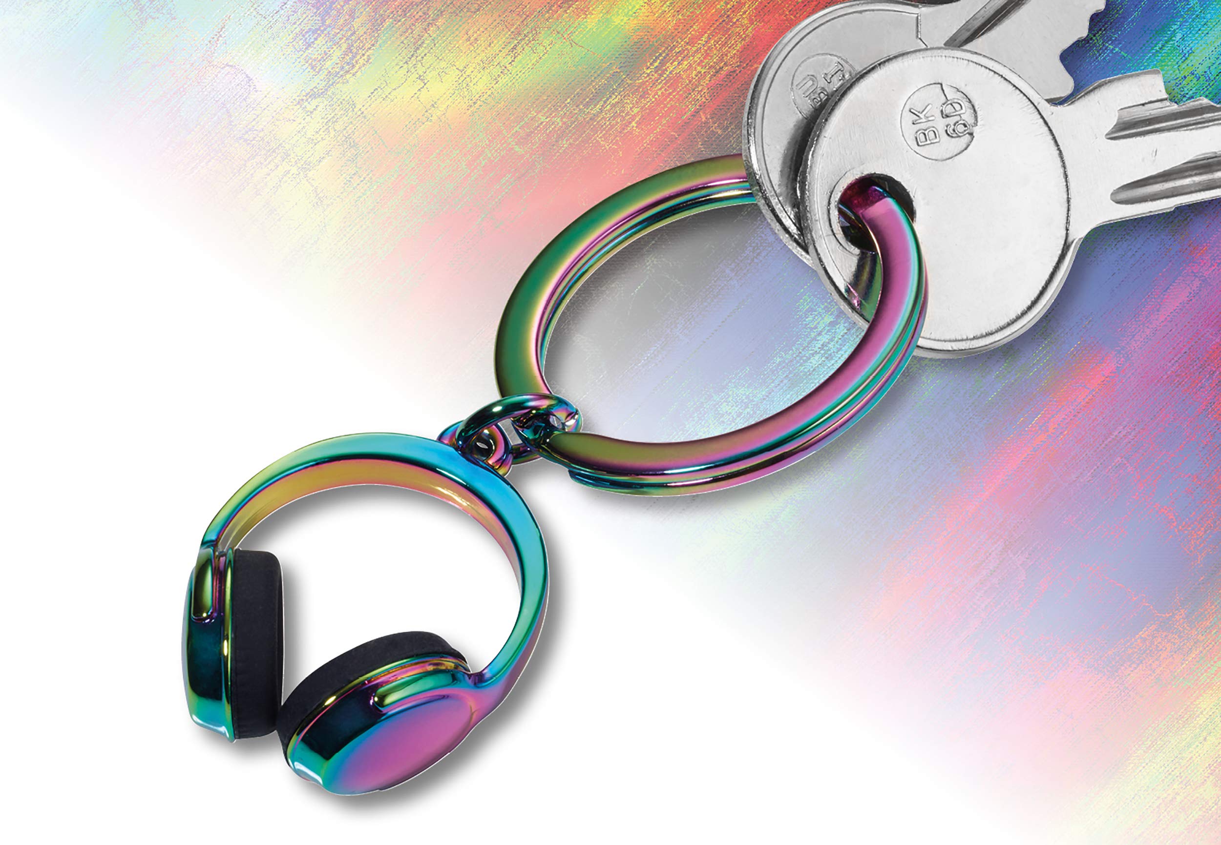 Troika HEADPHONE – KR17-07/MC – Keyring – Rainbow colour design – cast metal, silicone – iridescent original