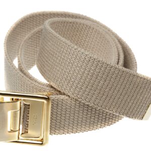 Jackster Marine Corps Military Grade Web Belt Solid Brass Buckle 54" Long Adjustable (Khaki)