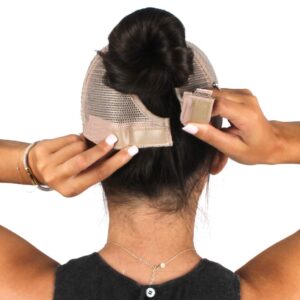 Ponyflo Mesh Back Ponytail and Messy Bun Ponycap with Full Back Opening (Emily Charcoal)